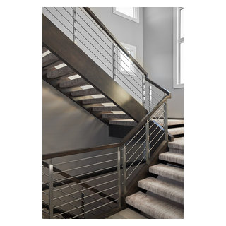 Self supported open rise stair with carpeted treads - Moderne ...