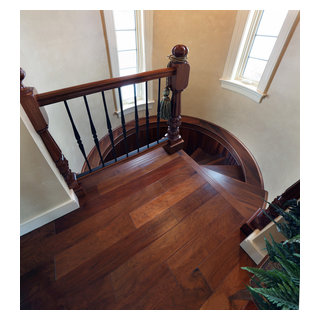 Spiral wooden staircase with 8 sided ceiling - Traditional - Staircase ...