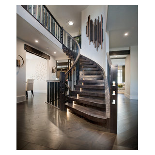 Stacked Blocks Style Curved Stair - Contemporary - Staircase - Edmonton ...