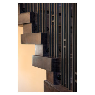 Stacked Blocks Style Curved Stair - Contemporary - Staircase - Edmonton ...