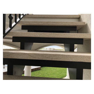 Stone treads on Steel Stair Structure - Beach Style - Staircase - Other ...