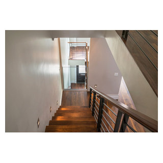 View from second floor down to ground floor entry - Contemporary ...