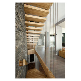 White oak floating stair - Modern - Staircase - Edmonton - by ...
