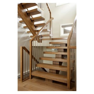white oak mono stringer with stainless steel spindles - Contemporary ...