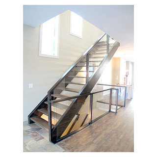 Wood and Glass Railings - Artistic Stairs - Open Riser - Moderne ...