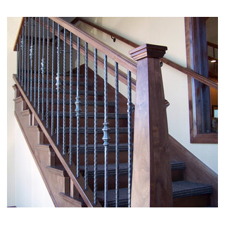 Wood Railing with Wrought Iron Balusters - Traditional - Staircase ...