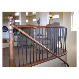 Wood Railing with Wrought Iron Balusters - Traditional - Staircase ...