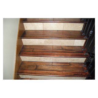 Wood treads with tile risers - Rustic - Staircase - Denver - by Berlin ...