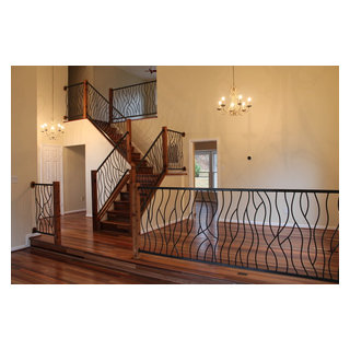 Wrought Iron Railing Artisan Bent Design - Eclectic - Staircase ...