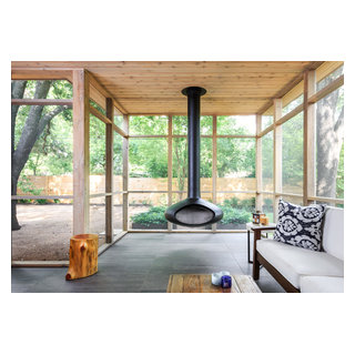 Westfield Drive - Screened Porch Fireplace - Modern - Sunroom - Austin ...