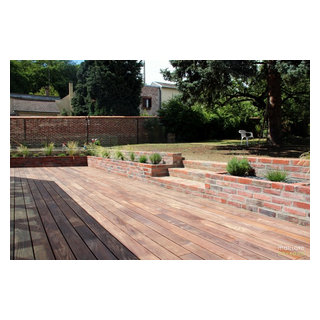 Muret et Jardinières en brique - Terrasse bois Grad Thermofrêne ...