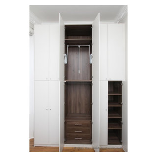 Tall white wardrobe with Walnut interior - Contemporary - Wardrobe ...