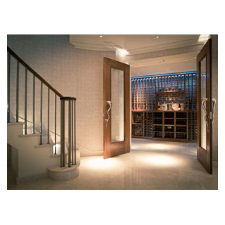 Custom Wine Cellar Black Walnut and Acrylic, Radlett, England - Modern ...