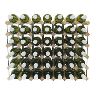 Fully Assembled Wooden Wine Rack - Natural Pine & Galvanised Steel 40 ...