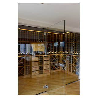 Private wine cellar in Wirral using oak racks, cubes and shelves ...