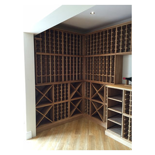 Private wine cellar in Wirral using oak racks, cubes and shelves ...