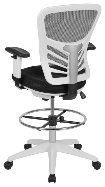 Mid-Back Black Mesh Ergonomic Drafting Chair With Adjustable Chrome ...