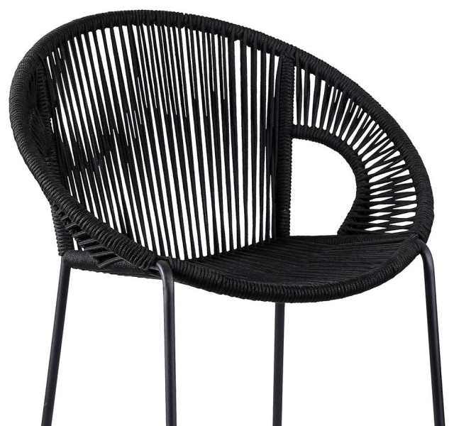 Acapulco 30 Indoor Outdoor Steel Bar Stool with Black Rope - Beach ...