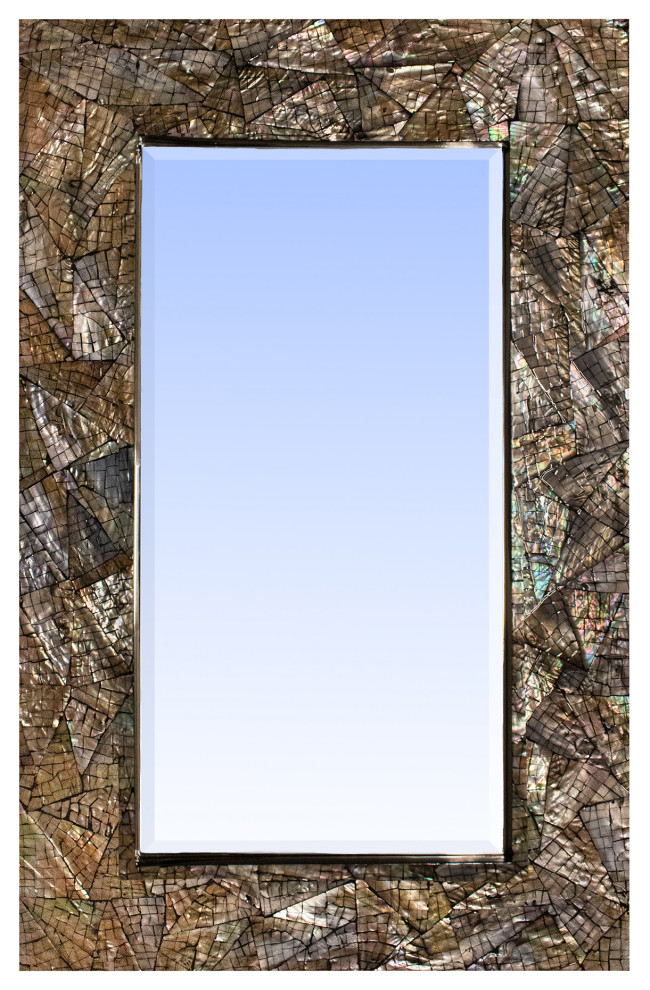Brindled Glam Rectangle Mother of Pearl Framed Mirror, 24"x35" - Beach ...