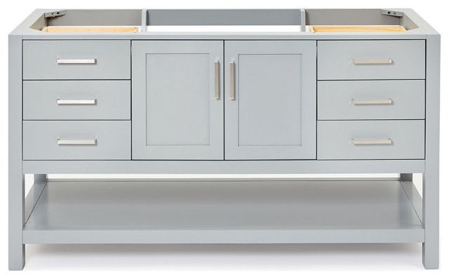 Ariel Magnolia 60" Sink Bath Vanity Base Gray - Transitional - Bathroom ...