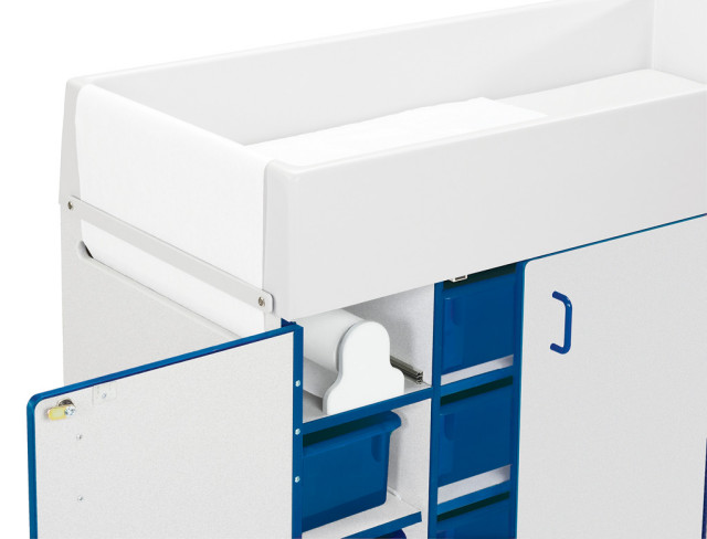 Rainbow Accents Diaper Changer with Stairs - Right - Blue ...