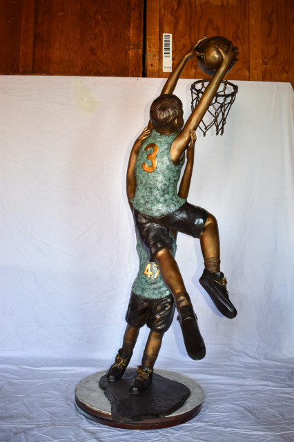 Kids Playing Basketball in Action Life Size Bronze Statue 27" x 17" x ...