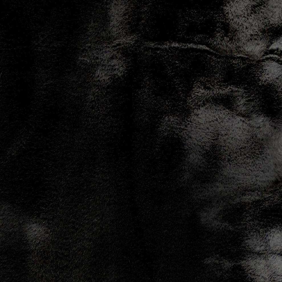 Luxe Faux Rabbit Fur Rectangular Rug 3' X 5' - Black - Contemporary ...