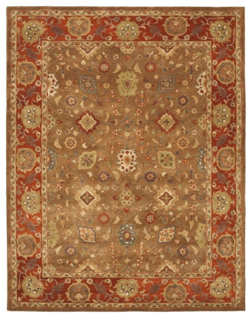 Safavieh Heritage 9'6" X 13'6" Hand Tufted Wool Rug in Moss and Rust, 2 ...