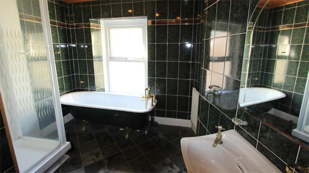 Boxed in boiler and toilet next to the window. | Houzz UK
