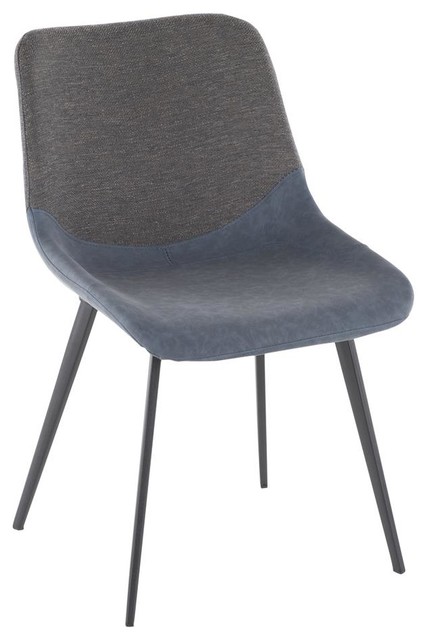 Outlaw Two-Tone Chair with Blue Faux Leather & Grey Fabric-Set of 2, 22 ...