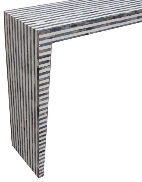 Mosaic Console Table With Bone Inlay, Linear Pattern - Contemporary ...