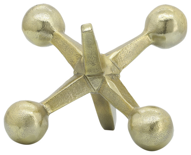 Gold Metal Jacks Decor, 5" - Midcentury - Decorative Objects And ...