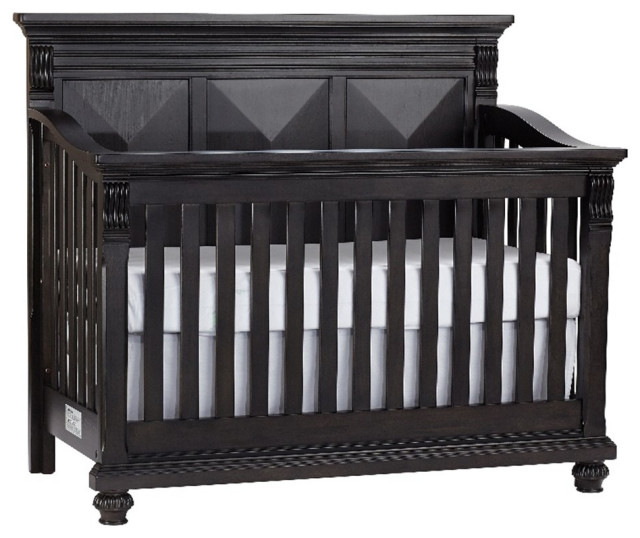 Pemberly Row Traditional Wood 4-in-1 Lifetime Crib in Bittersweet ...