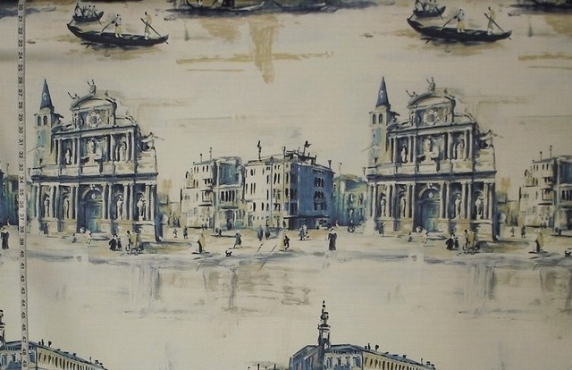 Venice Fabric Antique Italian Painting Blue Material, Standard Cut ...