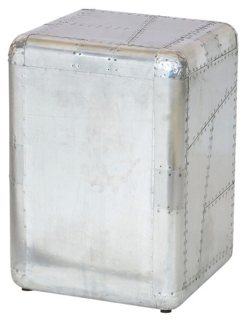 Aviator Aluminum Bed Side Table With Door - Industrial - Side Tables ...