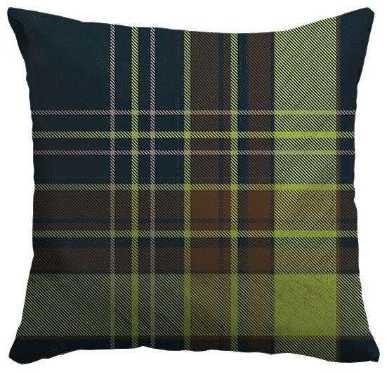 "Bright Green and Dark Blue Tartan Plaid" Pillow, 20" x 20" - Rustic ...