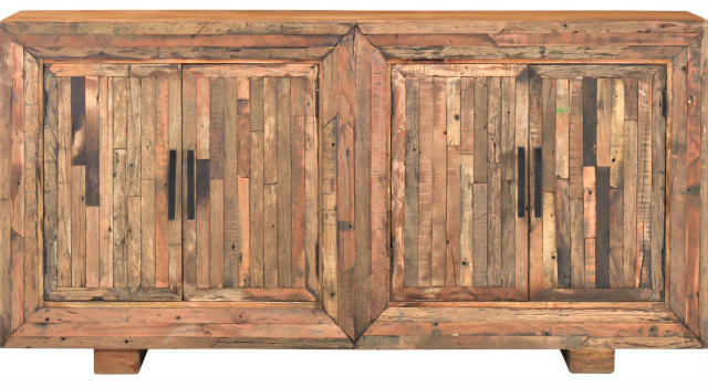 80" Rustic Farmhouse Reclaimed Wood Credenza Sideboard Buffet - Rustic ...