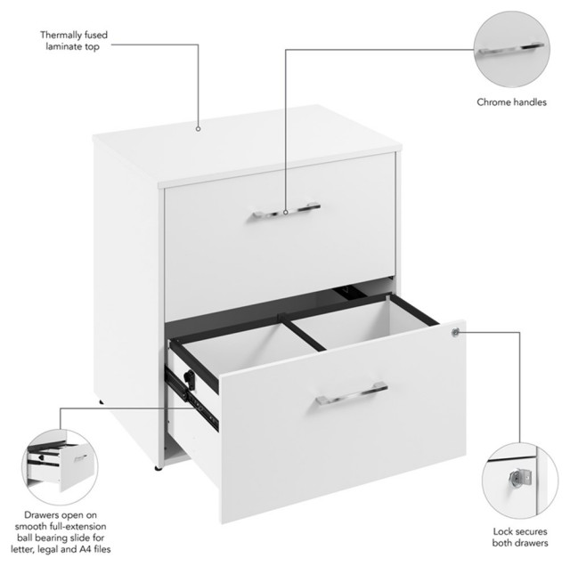 Pemberly Row 2 Drawer Lateral File Cabinet in White - Engineered Wood ...