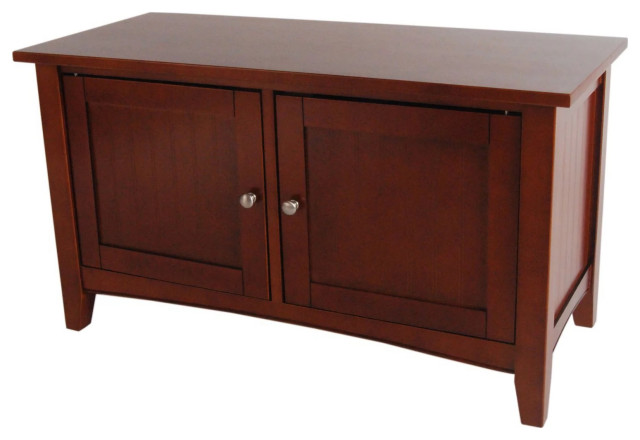 Shaker Cottage Storage Bench with Cabinets and Round Knobs, Cherry ...