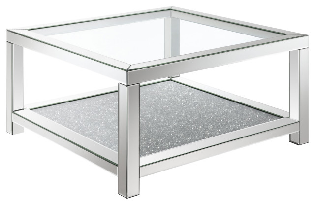 Valentina Rectangular Coffee Table With Glass Top Mirror - Contemporary ...
