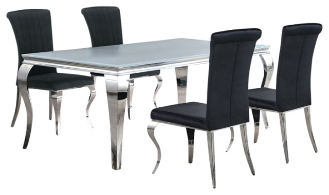 Carone 5-piece 81" Rectangular Dining Set Black and Chrome Dining Table Black - Traditional ...