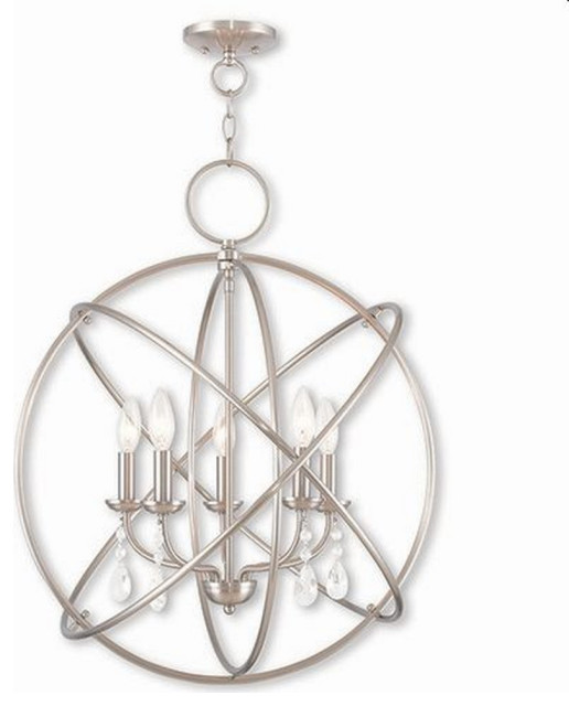 Traditional Glam Chic Five Light Chandelier-Brushed Nickel Finish ...