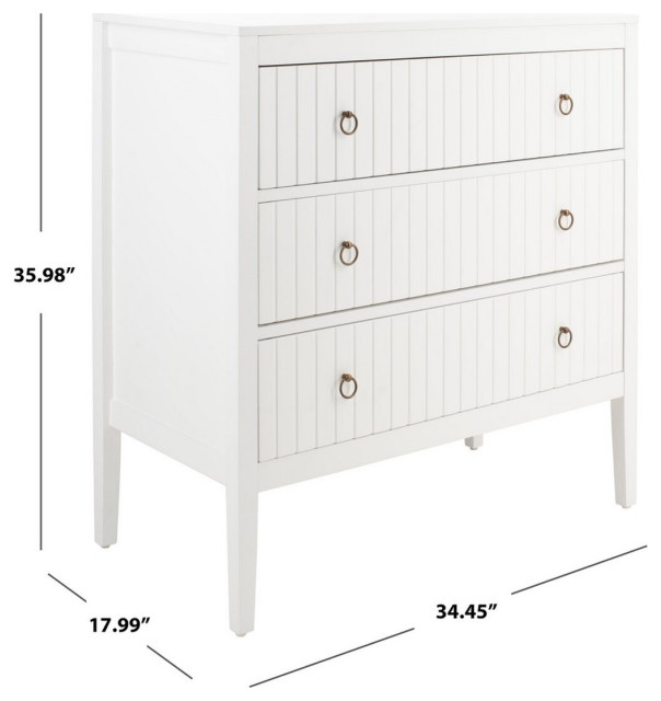Safavieh Tegan 3 Drawer Chest, White, #N/A - Transitional - Accent ...