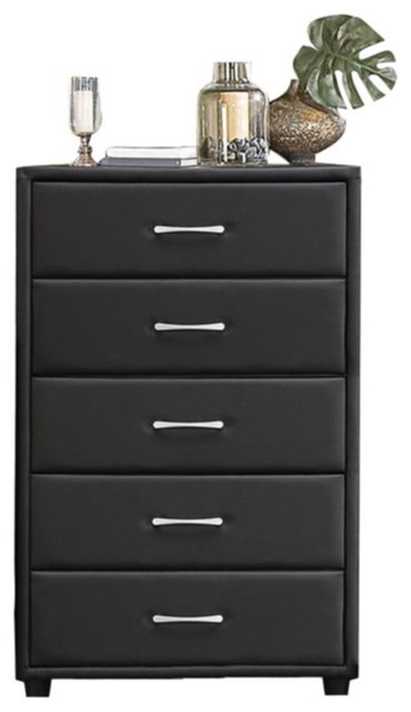 Langtry Chest, Black Vinyl - Transitional - Accent Chests And Cabinets ...