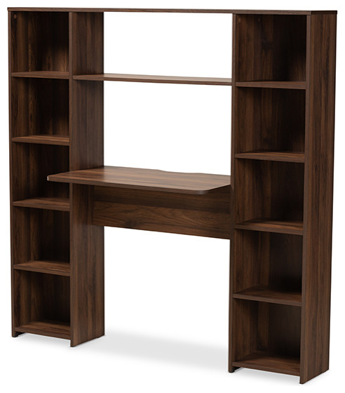 Madler Modern Contemporary Walnut Brown Finish Storage Computer Desk ...