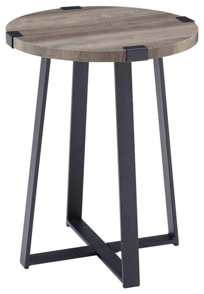 18" Metal Wrap Round Side Table - Industrial - Side Tables And End ...