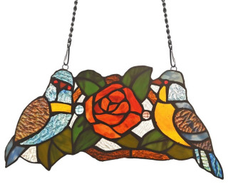 CHLOE Sparrow Animal Tiffany-glass Window Panel 12" Wide - Stained ...