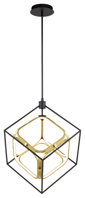 Anson 1-Light Integrated LED Geometric Matte Black/Gold Pendant Light ...