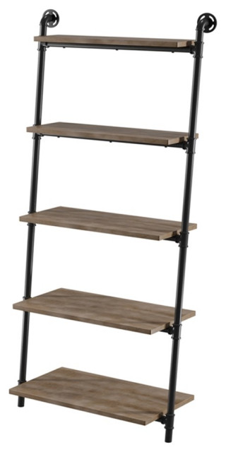Furniture of America Binlatti Metal 5-Tier Ladder Display Shelf in Sand ...