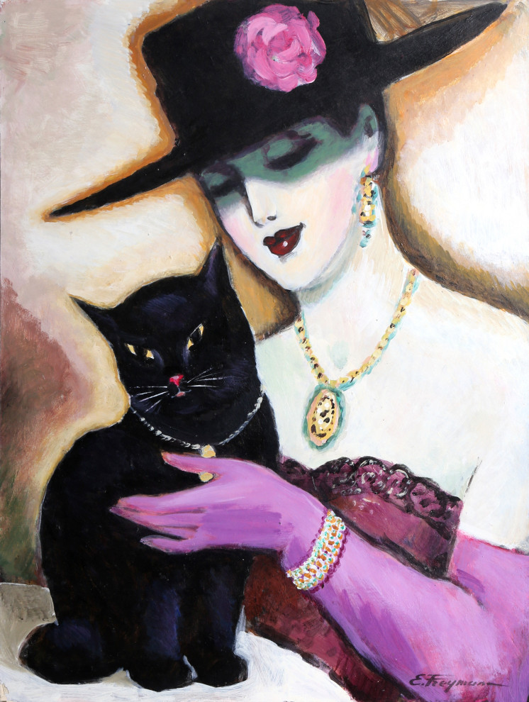 Black Cat, Erik Freyman, 18x28 - Contemporary - Paintings - by ...